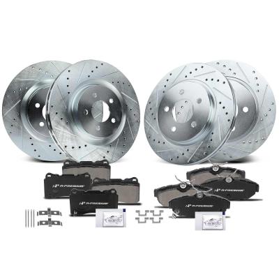 China Front & Rear Drilled Rotors & Ceramic Brake Pads for Ford Mustang 2011-2014 for sale