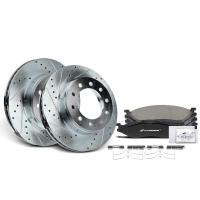 China Front Drilled Rotors & Ceramic Brake Pads for Ford F-450 F-550 Super Duty for sale