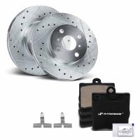 China Rear Drilled Rotors & Ceramic Brake Pads for Mercedes-Benz C230 E430 CLK350 for sale