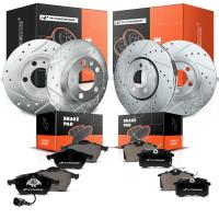 China Front & Rear Drilled Rotors & Ceramic Brake Pads for Volkswagen Beetle Golf Jetta for sale