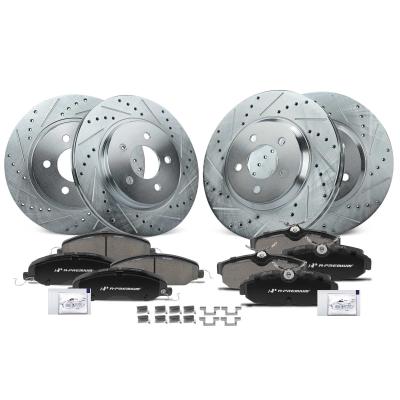 China Front & Rear Drilled Rotors & Ceramic Brake Pads for Ford Mustang 2005-2010 for sale