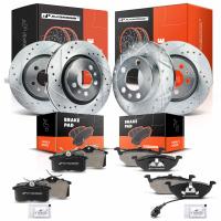 China Front & Rear Drilled Rotors & Ceramic Brake Pads for VW Golf Jetta Beetle for sale