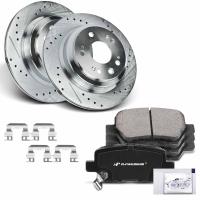 China Rear Drilled Rotors & Ceramic Brake Pads for Acura RL 2005-2012 V6 3.5L 3.7L for sale