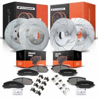 China Front & Rear Drilled Rotors & Ceramic Brake Pads for Chrysler Dodge Ram VW for sale