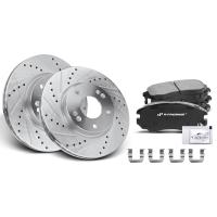 China Front Drilled Rotors & Ceramic Brake Pads for Hyundai Sonata Tiburon Kia Optima for sale