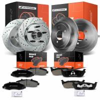 China Front & Rear Drilled Rotors & Ceramic Brake Pads for Ford F-150 Lincoln for sale