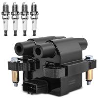 China 1x Black Ignition Coil & 4x IRIDIUM Spark Plug Kits for Subaru Forester Saab 2.5L for sale