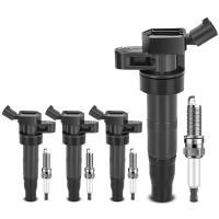 China 4x Black Ignition Coil & IRIDIUM Spark Plug Kits for Hyundai Santa Fe Sport Kia for sale