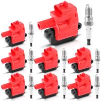 China 8x Red Ignition Coil & IRIDIUM Spark Plug Kits for Cadillac CTS Chevy Pontiac for sale