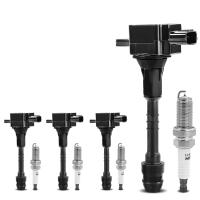 China 4x Black Ignition Coil & IRIDIUM Spark Plug Kits for Nissan Sentra 02-06 L4 1.8L for sale