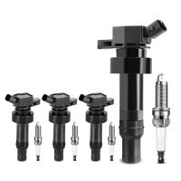 China 4x Black Ignition Coil & IRIDIUM Spark Plug Kits for Hyundai Accent Kia Soul for sale