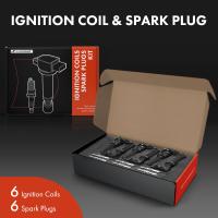 China 6x Black Ignition Coil & IRIDIUM Spark Plug Kits for Jaguar F-Pace F-Type XE XF for sale