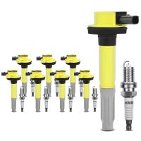 China 8x Yellow Ignition Coil & IRIDIUM Spark Plug Kits for Ford Mustang F-150 V8 5.0L for sale