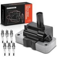 China 1x Black Ignition Coil & 6x IRIDIUM Spark Plug Kits for Nissan Frontier 99-04 for sale