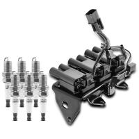 China 1x Black Ignition Coil & 6x IRIDIUM Spark Plug Kits for Kia Sportage 2005-2010 for sale