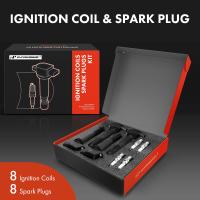 China 8x Black Ignition Coil & IRIDIUM Spark Plug Kits for Porsche Cayenne 03-06 4.5L for sale