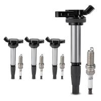 China 4x Black Ignition Coil & Double IRIDIUM Spark Plug Kits for Toyota Corolla Lexus for sale