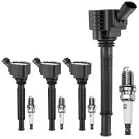 China 4x Black Ignition Coil & IRIDIUM Spark Plug Kits for Dodge Dart 13-16 Fiat 1.4L for sale