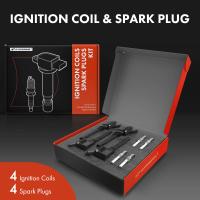 China 4x Black Ignition Coil & IRIDIUM Spark Plug Kits for VW Jetta 2013 2016-2018 Audi for sale