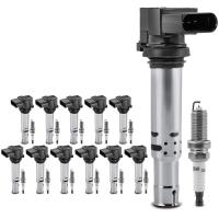 China 12x Black Ignition Coil & IRIDIUM Spark Plug Kits for Audi A8 Quattro 12-16 6.3L for sale