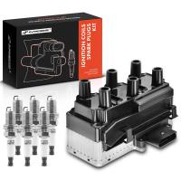 China 1x Black Ignition Coil & 6x IRIDIUM Spark Plug Kits for Volkswagen Golf 1999-2002 for sale