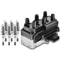 China 1x Black Ignition Coil & 6x IRIDIUM Spark Plug Kits for Volkswagen Golf 1999-2002 for sale