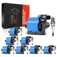 China 8x Blue Ignition Coil & IRIDIUM Spark Plug Kits for Chevy GMC Cadillac for sale