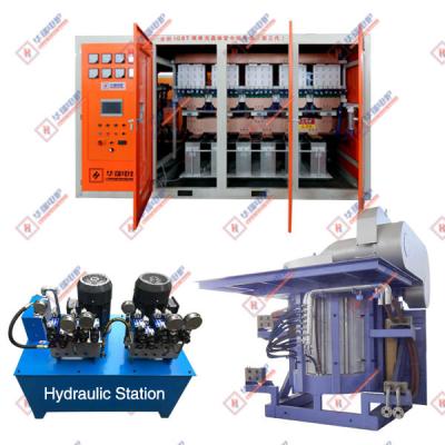 China Medium Frequency Electric Melting Furnace 2 Ton 1400 kW for Iron Steel Aluminum for sale