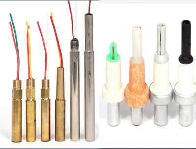 China Huarui 300mm K Type Thermocouple for Molten Iron 12mm Ceramic Sheath 2m Wire for sale