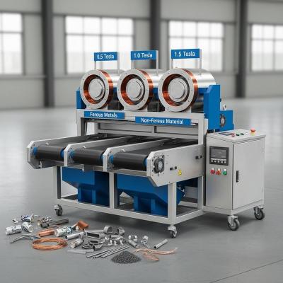 China Electromagnetic Separator 0.5-1.5 Tesla 44 Magnets Automatic Oil Cooling for Ferrous Metal Extraction for sale