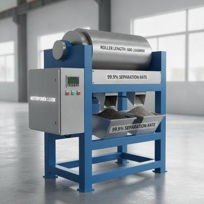China 1.5KW Motor Power Magnetic Separator Machine 600-1600mm Roller Length 99.9% Separation Rate for sale