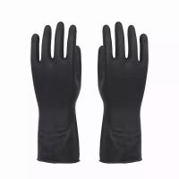 China Dip Flocklined Black Industrial Latex Gloves Custom for sale