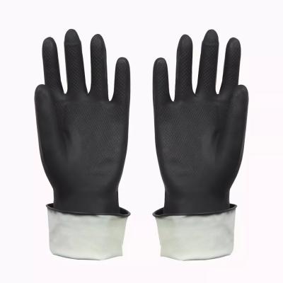 China Dip Flocklined Black Industrial Latex Gloves Custom for sale