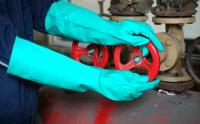 China chemical resistance green nitrile industrial gloves for sale