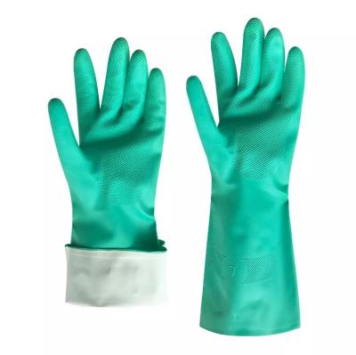 China Household Industrial Building Nitrile Coated Hand Gloves Protective Green for sale