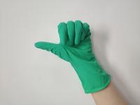 China Green nitrile oil resistant gloves for sale