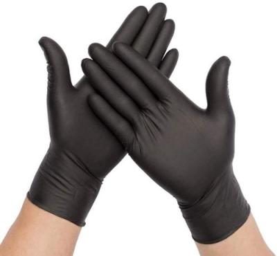 China 100pcs Box 6 Mil 7 Mil 8 Mil Hand Glove Black Nitrile Gloves Large 240mm for sale