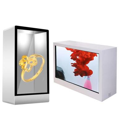 China 65-inch Transparent LCD Showcase Cabinet With High-resolution Media And Touch Interaction. for sale