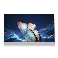 China 77 Inch Transparent OLED Clear Display Cabinet Touch Screen Digital Kiosk with Aluminum Alloy Frame and Pen/Finger Touch Writing Method for sale