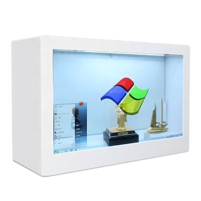 China 27 inch capacitive touchscreen transparent lcd screen price box indoor table stand advertising screen for supermarket for sale
