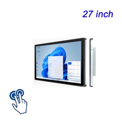 China 27 inch Widescreen Industrial Touch PC HMI Window IP65 Waterproof Embedded Industrial Panel PC for sale