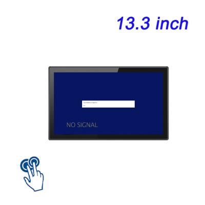 China 13.3 Inch Capacitive Resistor Multi Touch Monitor Embedded All Aluminum Fully Enclosed Front Switch USB Configuration Display for sale