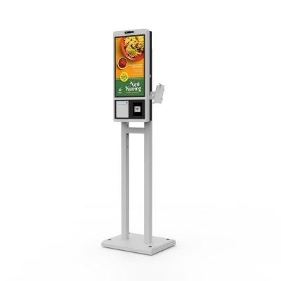 China 21.5 Inch Windows Touch Kiosk Ordering System Machine With POS System Cash Accepter Payment Kiosk QR Code Scanner for Restaurant for sale