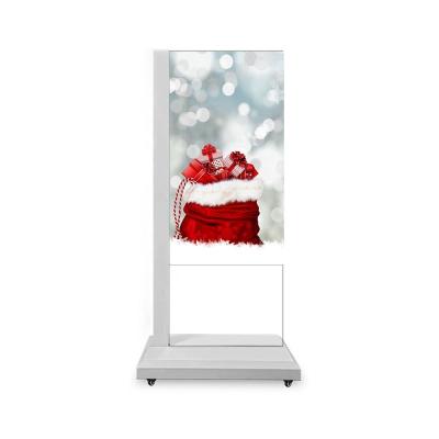 China 55 Inch HD Interactive Touch Screen Ultra Thin LG Transparent OLED Kiosk Advertising Display for sale