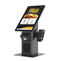 China Windows 23.6 Inch Touch Screen Restaurant Self Ordering Kiosk Payment Order Gift Card Kiosk for Restaurant with Printer Scanner for sale