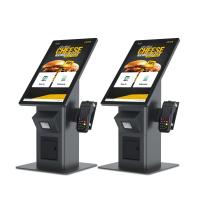 China Windows 23.6 Inch Touch Screen Restaurant Self Ordering Kiosk Payment Order Gift Card Kiosk for Restaurant with Printer Scanner for sale