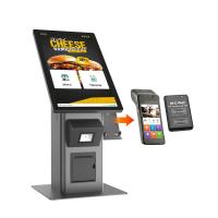 China Windows 23.6 Inch Touch Screen Restaurant Self Ordering Kiosk Payment Order Gift Card Kiosk for Restaurant with Printer Scanner for sale