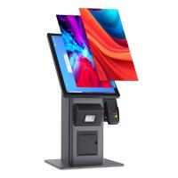 China Windows 23.6 Inch Touch Screen Restaurant Self Ordering Kiosk Payment Order Gift Card Kiosk for Restaurant with Printer Scanner for sale