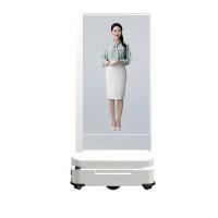 China 55 Inch Transparent OLED Mobile Advertising Robot with AI Voice Interaction for sale