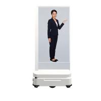 China 55 Inch Transparent OLED Mobile Advertising Robot with AI Voice Interaction for sale